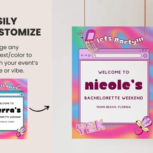 Y2K Bachelorette Party Welcome Sign, Bach to the 90s, Early 2000s Bach ...