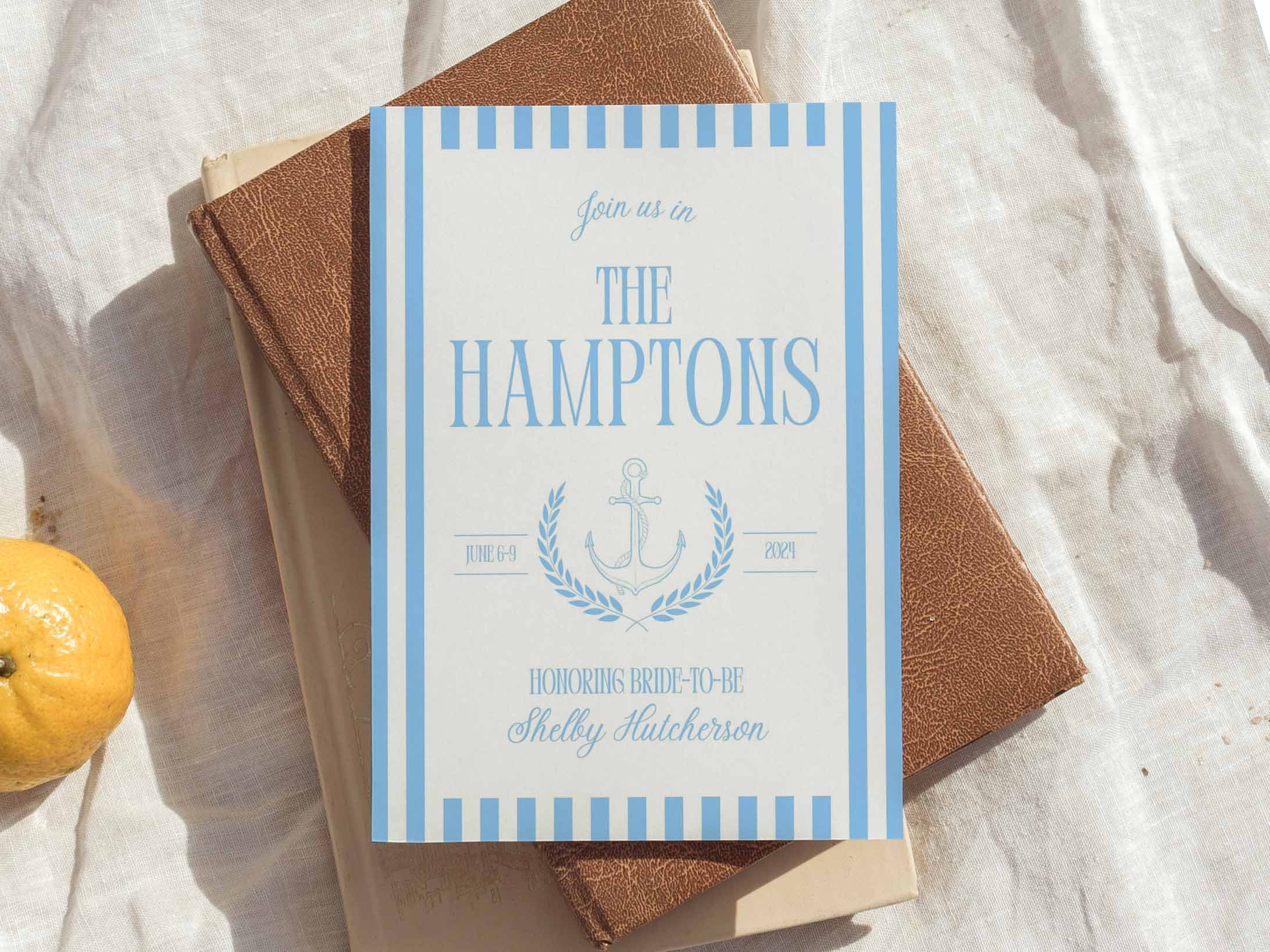 Hamptons Bachelorette Invitation and Itinerary Template for Beach ...