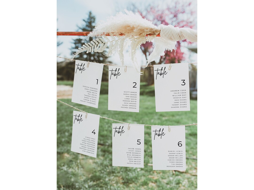 Seating Chart Cards for Wedding Seating Arrangement, Seating Chart Sign ...