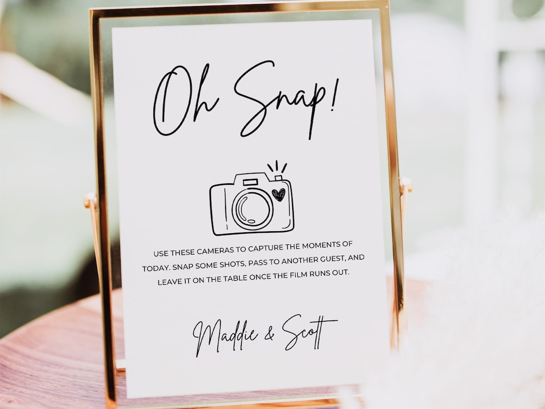 Oh Snap Sign Disposable Camera Wedding Sign, Can’t Wait to See What Develops, I Spy Party Signs ...