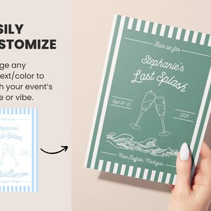Last Splash Bachelorette Itinerary Template and Invite for Coastal ...
