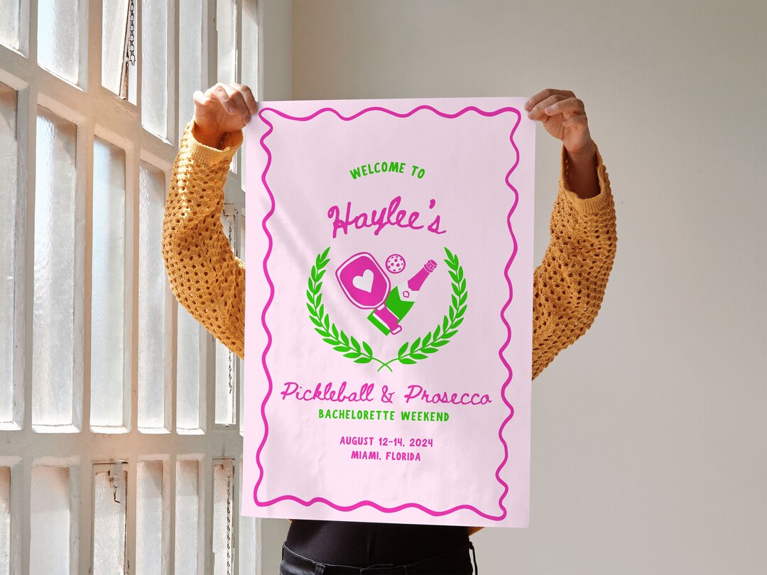 Pickleball and Prosecco Bachelorette Party Welcome Sign, Pickleball ...