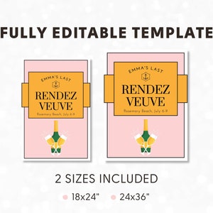 Veuve Before Vows Bachelorette Party Welcome Sign Template, Last Rendez ...