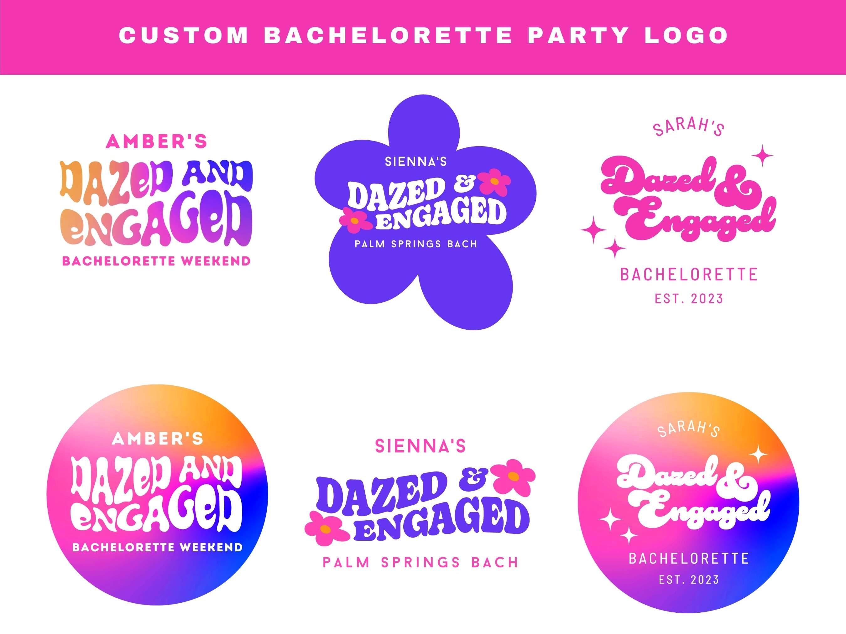 Dazed and Engaged Logo Design for Bachelorette Party, Personalized Logo ...