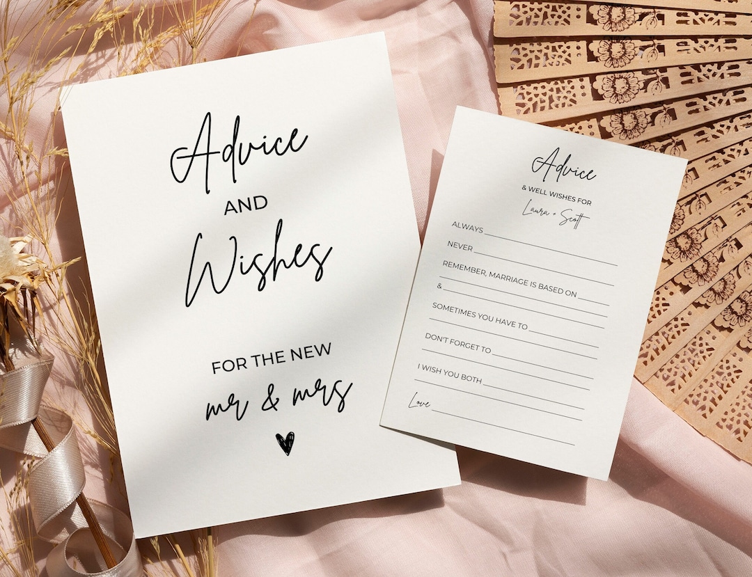 Bridal Shower Advice Cards, Well Wishes Sign (digital Download) - Etsy