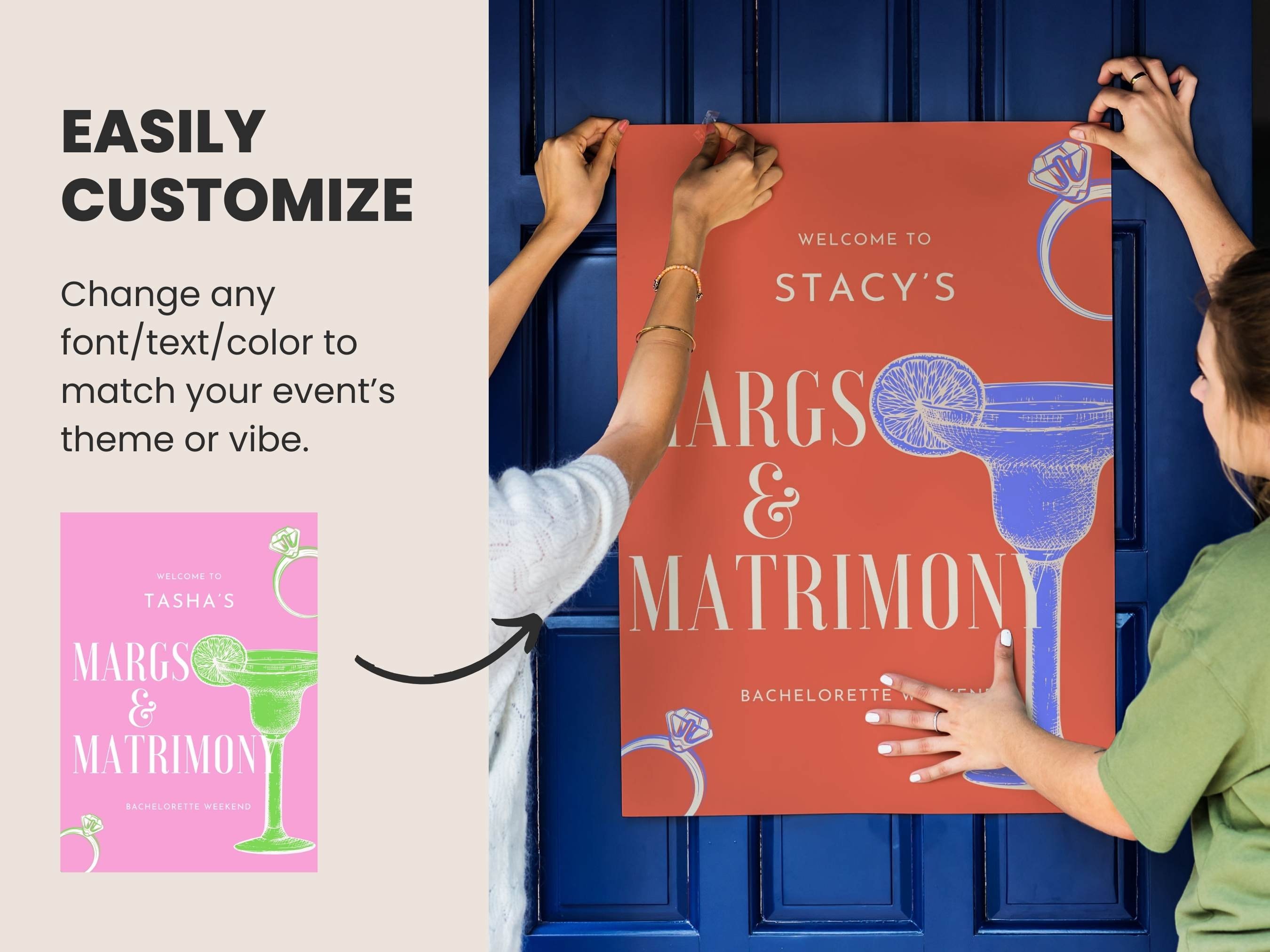 Margs and Matrimony Bachelorette Party Welcome Sign, Miami Bachelorette ...