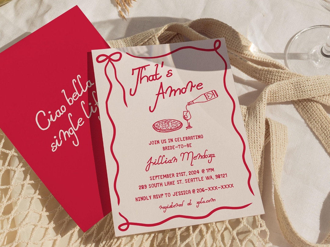 That's Amore Bridal Shower Invite, Hand Drawn Italian Summer Party ...