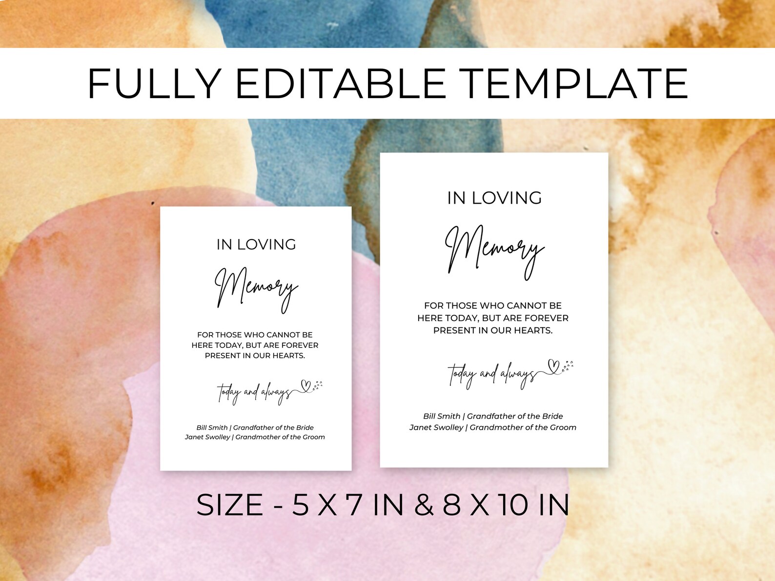 In Loving Memory Wedding Sign Wedding Memorial Sign Forever - Etsy