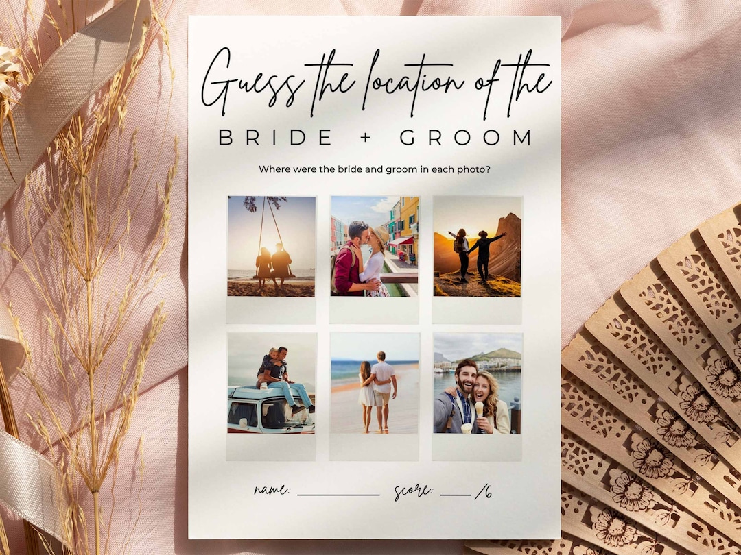 Where Were They, Bride and Groom Game, Couples Shower Game, Guess the ...