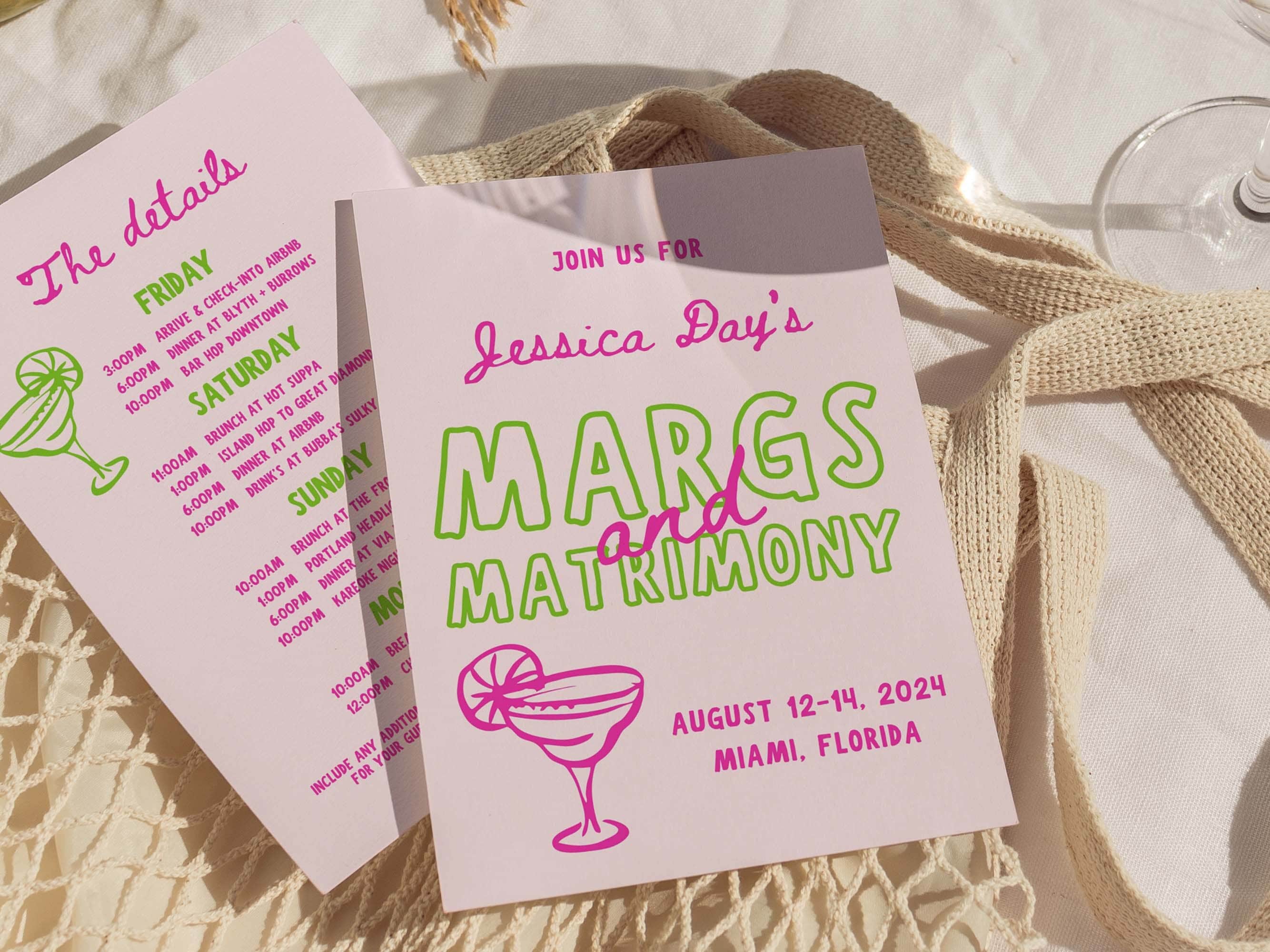 Hand Drawn Margaritas and Matrimony Bachelorette Itinerary and ...