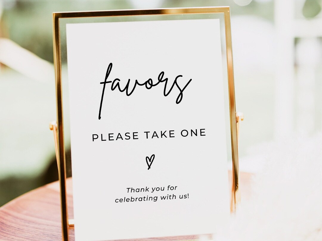 Favor Sign for Bridal Shower, Please Take One Favor Table Sign, Shower ...