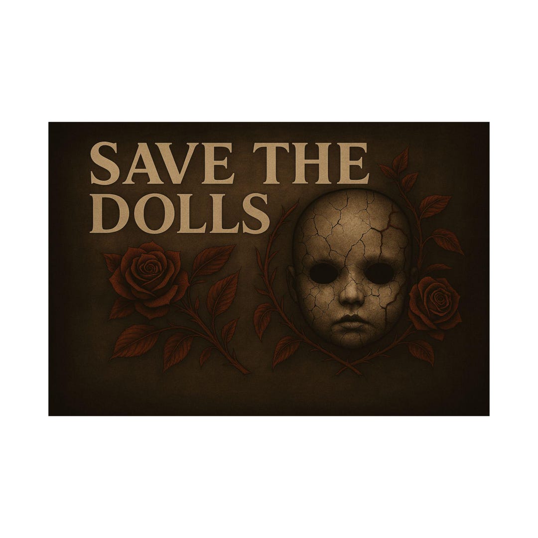 Satin Poster, Cracked Porcelain Doll Face, Gothic Art Print, Eerie Wall ...