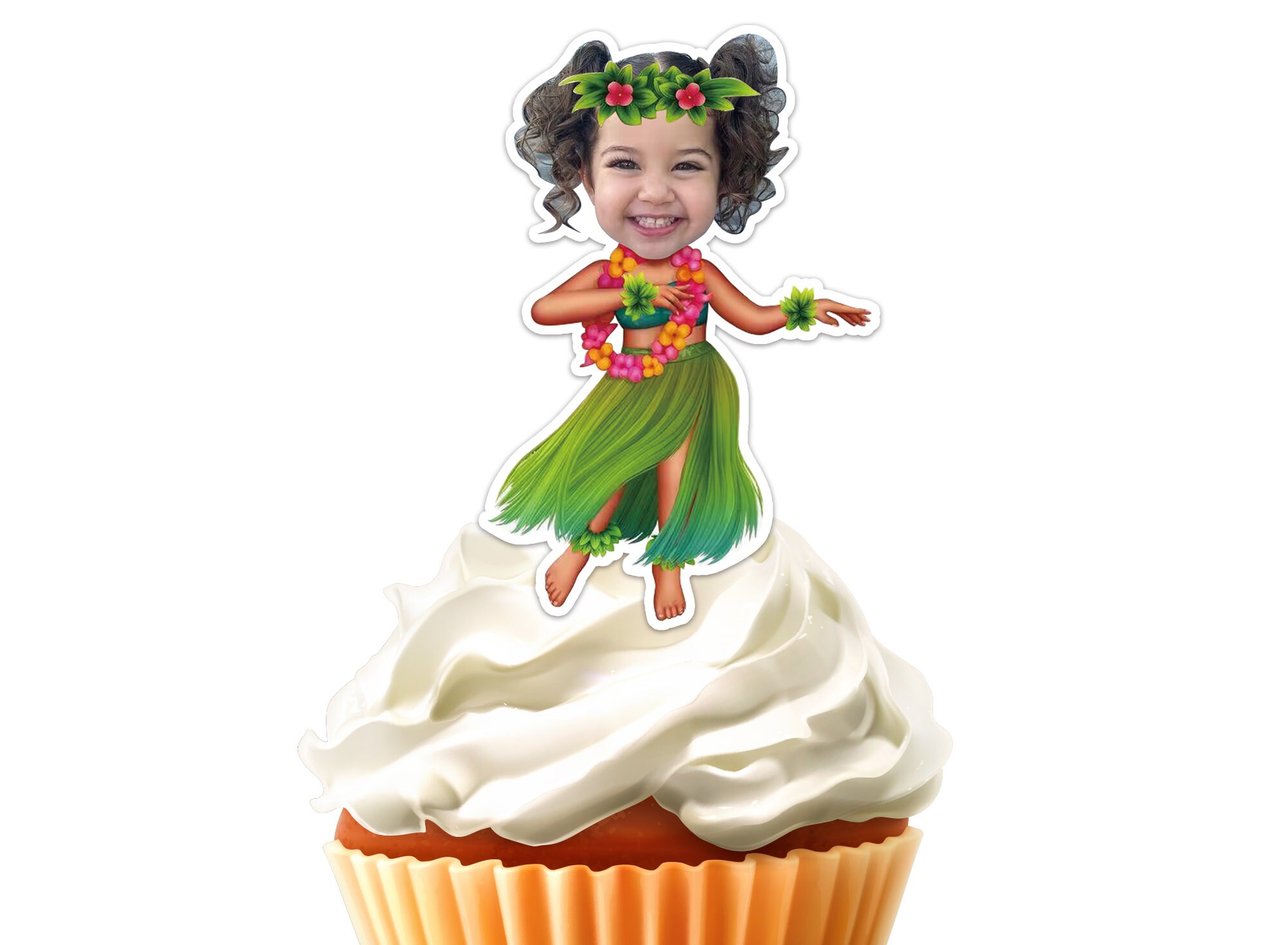 Printable Hula Girl Face Custom Photo Cupcake Topper,personalised ...