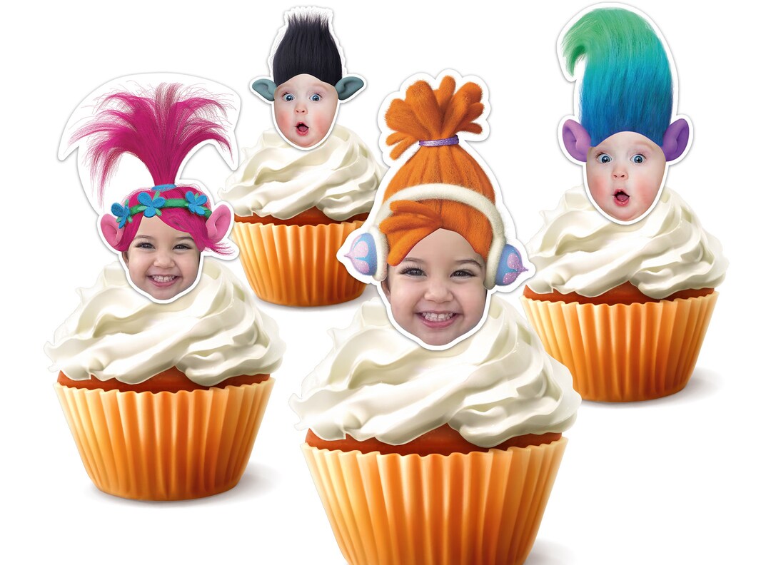 Printable Custom Photo Trolls Inspired Cupcake Topper,personalised Face ...