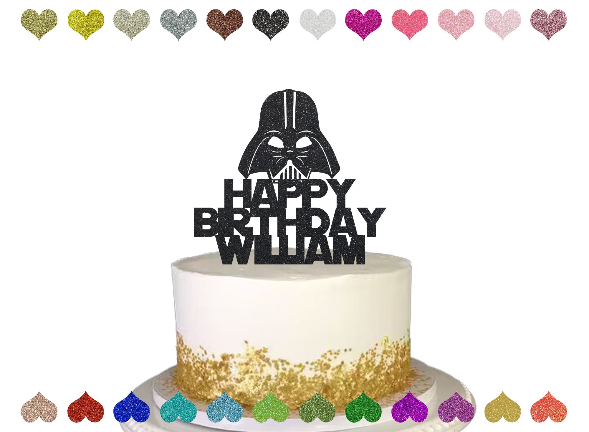 Custom Darth Vader Name Cake Topper, Happy Birthday Name Cake Topper ...