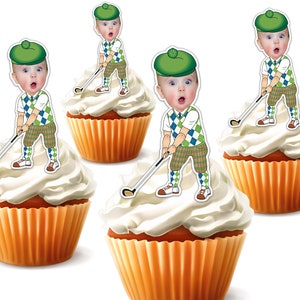 Printable Custom Photo Golf Cupcake Topper,personalised Face Sticker ...