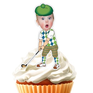 Printable Custom Photo Golf Cupcake Topper,personalised Face Sticker ...