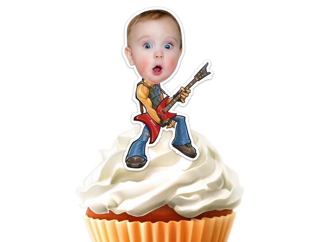 Printable Rock Star Face Custom Photo Cupcake Topper,personalised Rock ...