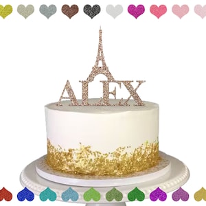 Custom Eiffel Tower Name Cake Topper Happy Birthday Cake - Etsy