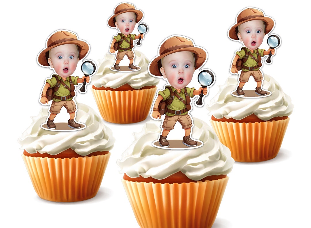 Printable Archaeologist Party Face Custom Photo Cupcake Topper ...