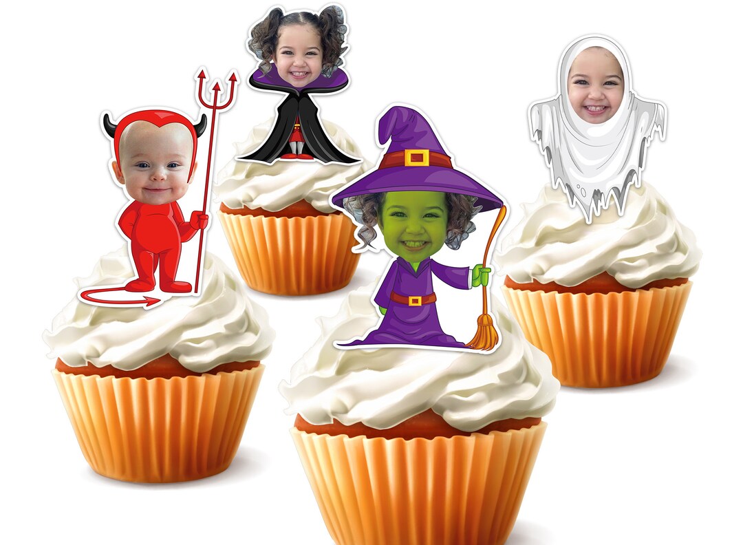 Printable Custom Photo Halloween Cupcake Topper,personalised Face ...