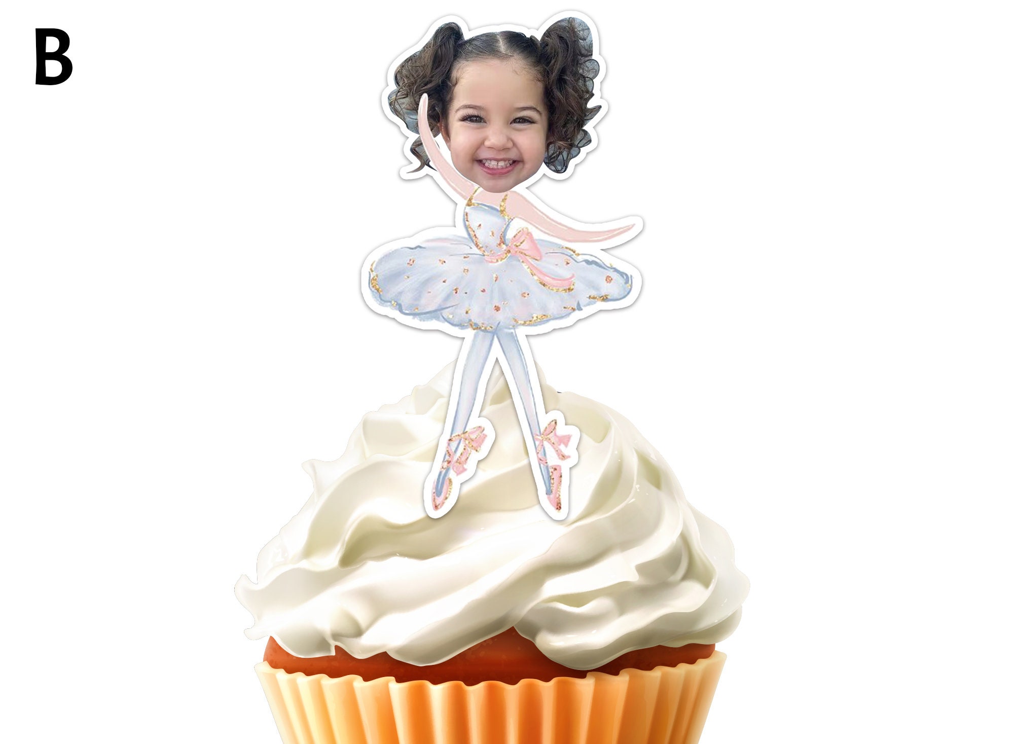Printable Custom Photo Ballerina Cupcake Topper,personalised Face ...