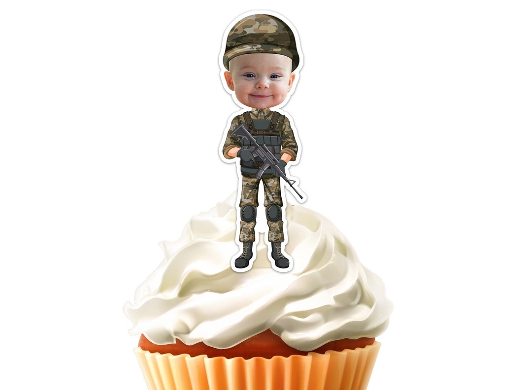 Printable SOLDIER Face Custom Photo Cupcake Topper,personalised Funny ...