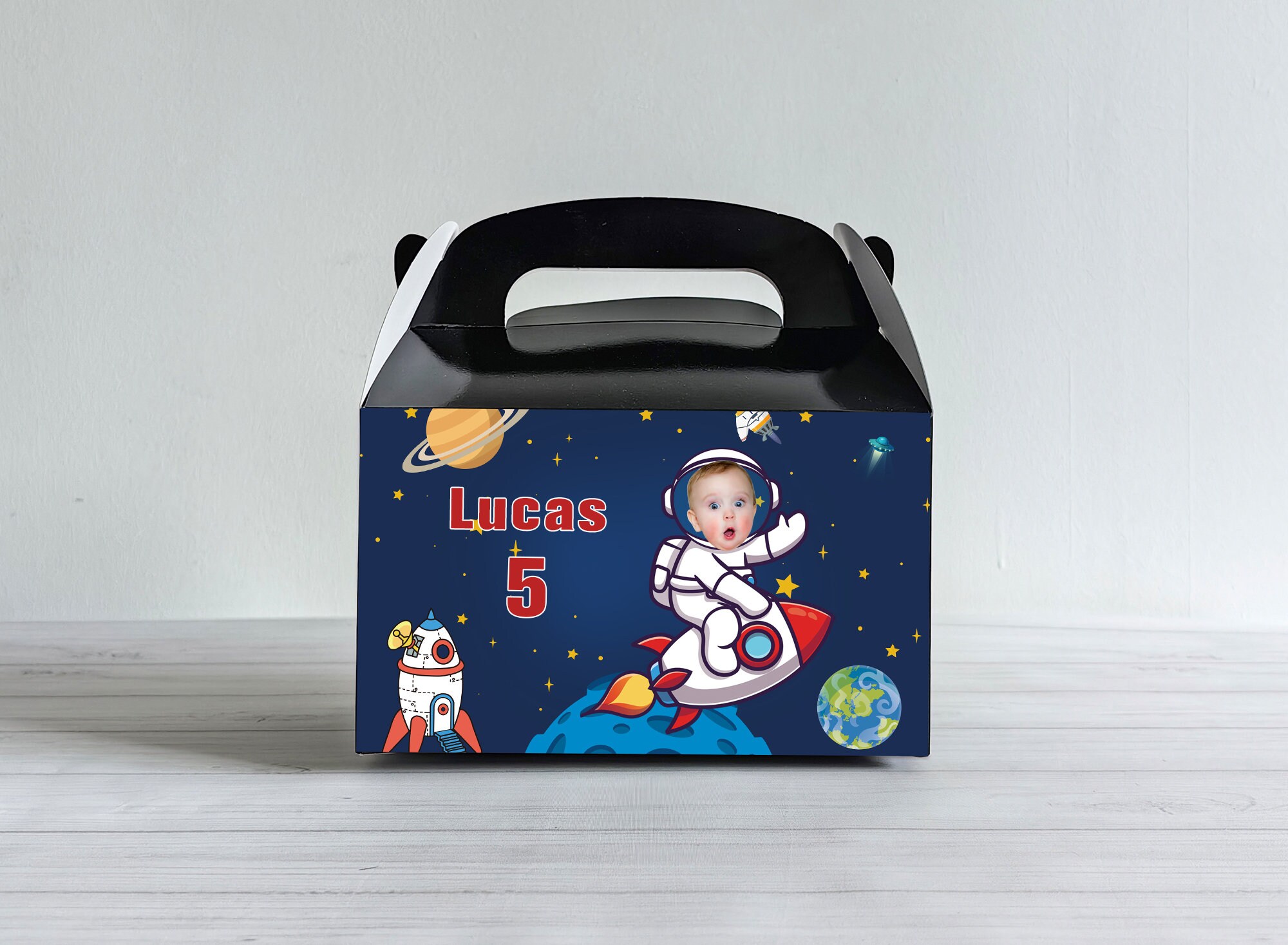 Personalised Astronaut Face Gift Box Children’s Party Box Gift Bag ...