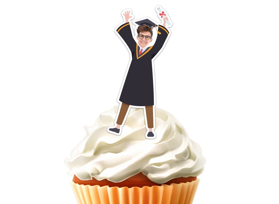 Printable Graduation Party Face Custom Photo Cupcake Topper ...