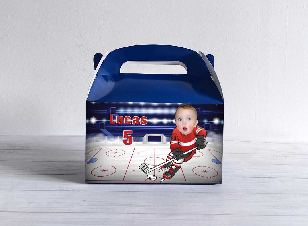 Personalised Hockey Face Gift Box Children’s Party Box Gift Bag Favour ...