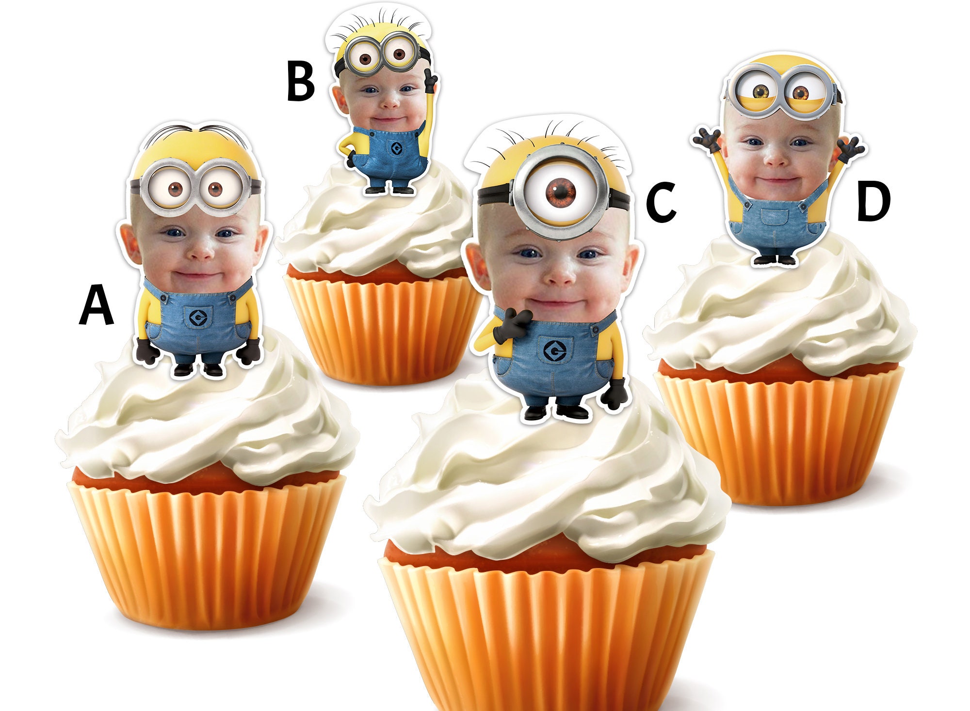 Printable Custom Photo Minion Inspired Cupcake Topper,personalised Face ...