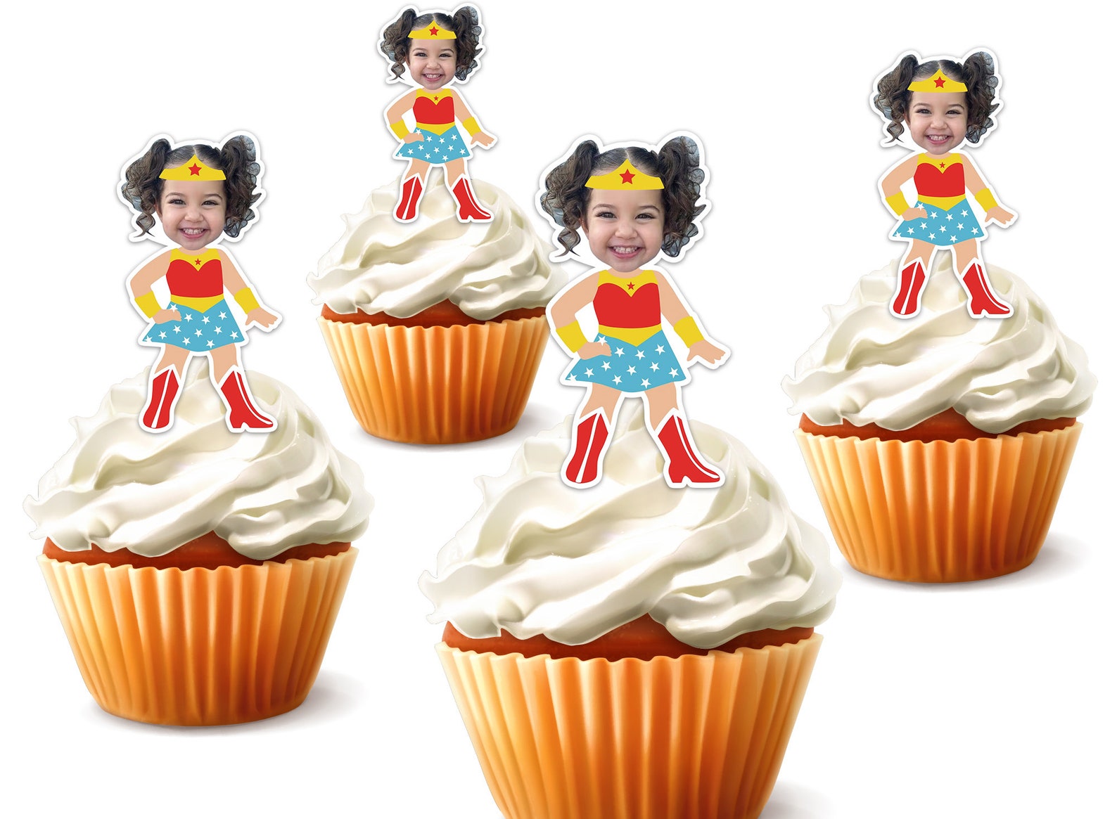 Printable Wonder Woman Face Custom Photo Cupcake Topper,personalised ...