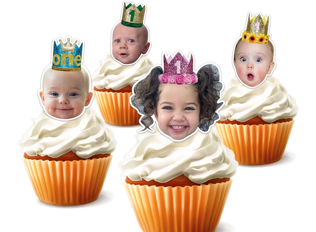 Printable Custom Photo Birthday Hat Cupcake Topper,personalised Face ...