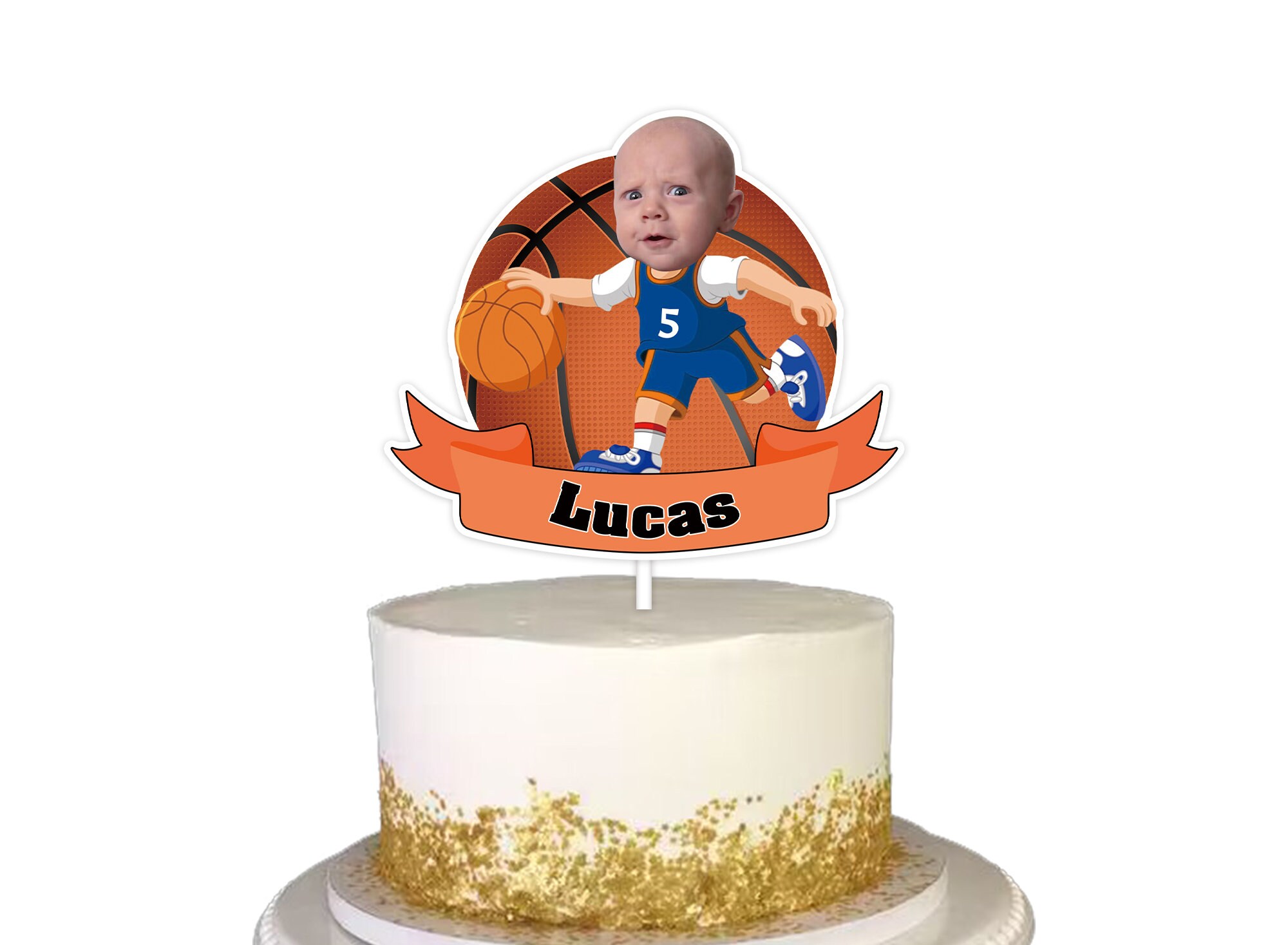 Printable Basketball Face Custom Photo Cake Topper,personalised ...