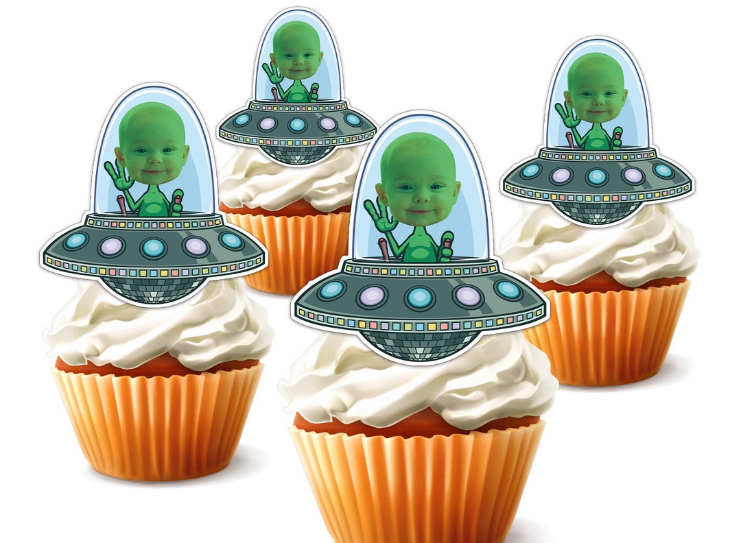 Printable Alien Party Face Custom Photo Cupcake Topper,personalised ...