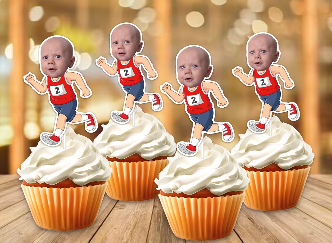 Handmade Runner Party Face Custom Photo Cupcake Topper,personalised ...