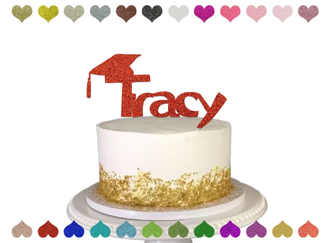 Custom Graduation Name Cake Topper, Happy Birthday Graduation Cap Cake ...