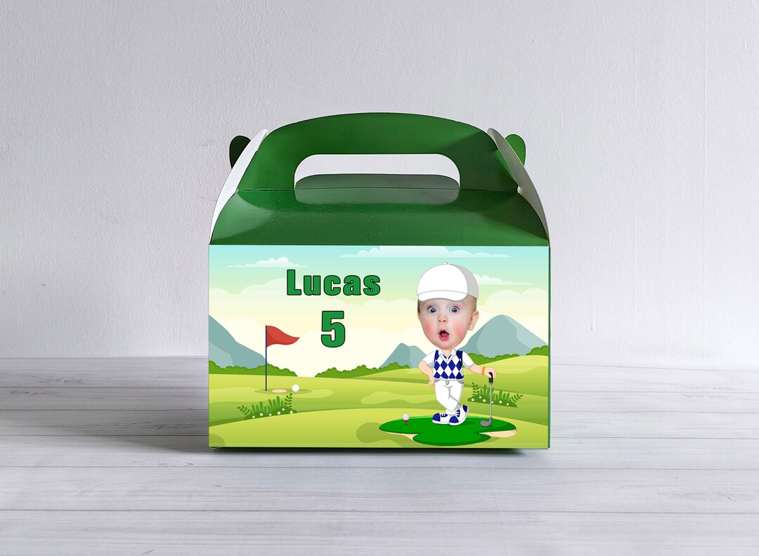 Personalised Golf Face Gift Box Children’s Party Box Gift Bag Favour ...