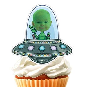 Printable Alien Party Face Custom Photo Cupcake Topper,personalised ...