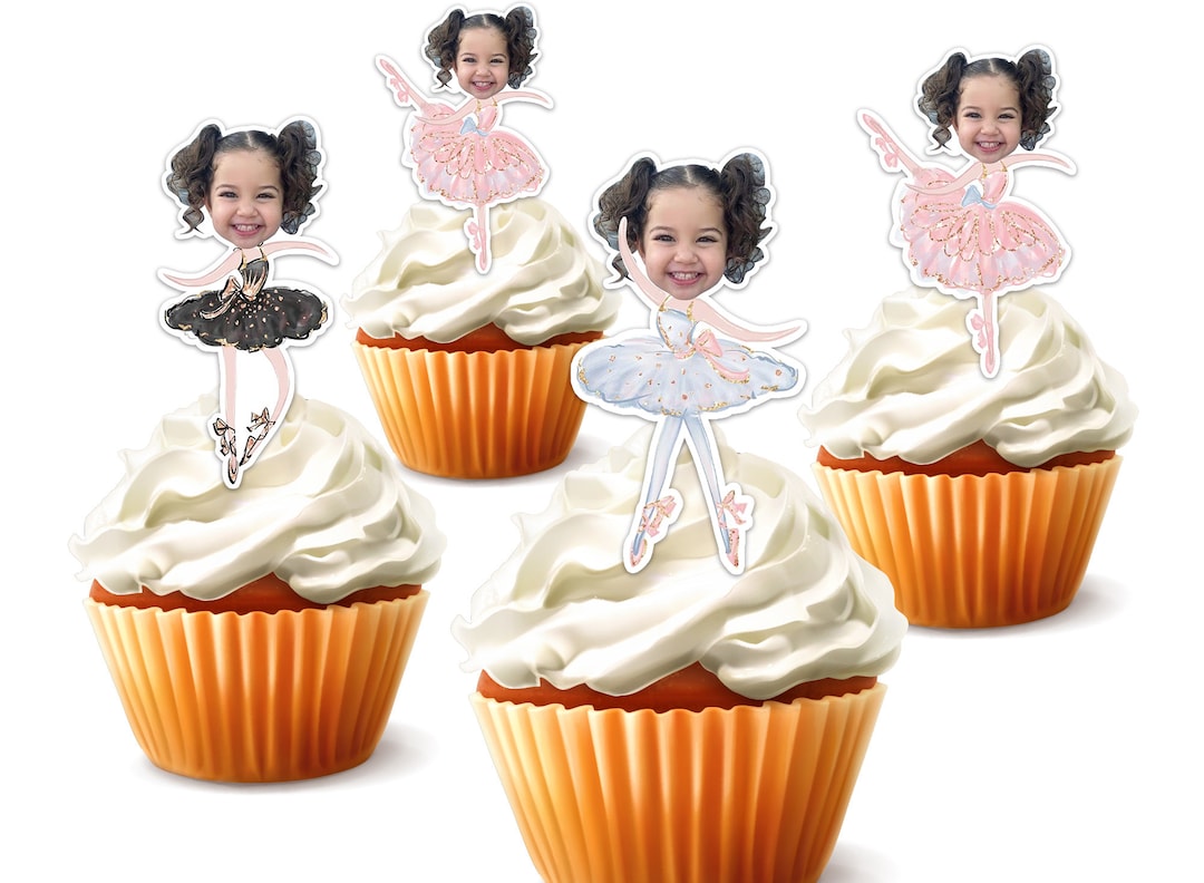 Printable Custom Photo Ballerina Cupcake Topper,personalised Face ...