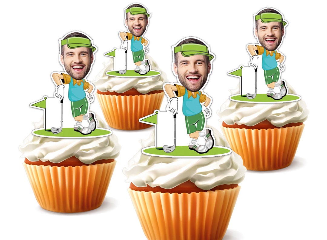 Printable Custom Photo Golf Cupcake Topper,personalised Face Sticker ...