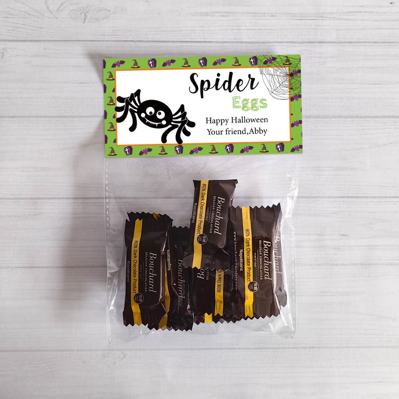 Spider Eggs Skeleton Bones Personalised Halloween Party Gift Bag Favour ...
