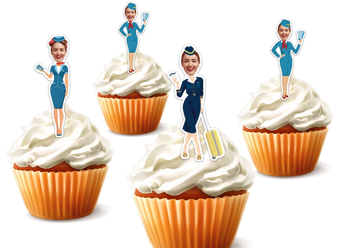 Printable Custom Photo Female Pilot Cupcake Topper,personalised Face ...