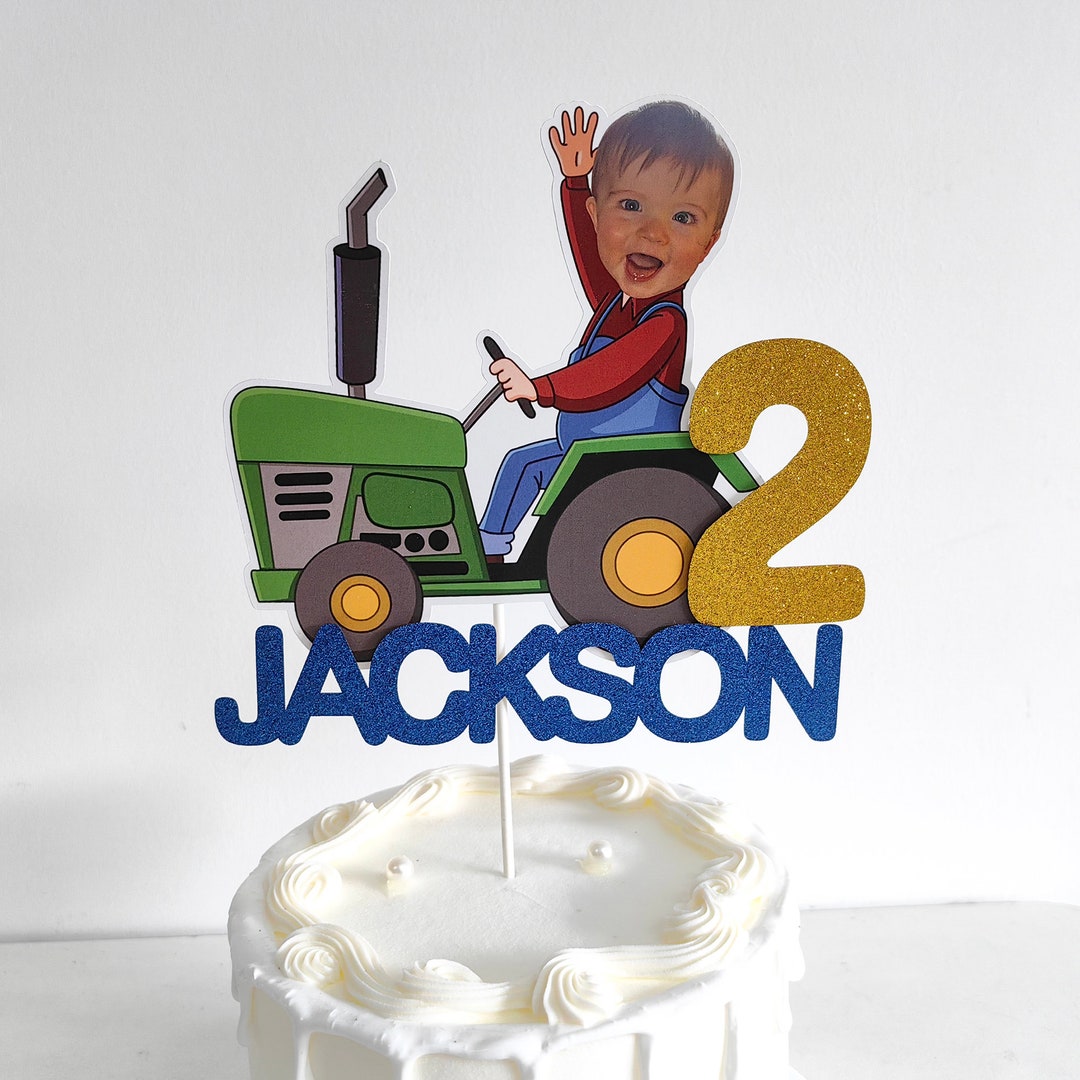 Custom Tractor Farmer Cake Topper With Your Photo, Birthday Farmer Cake ...