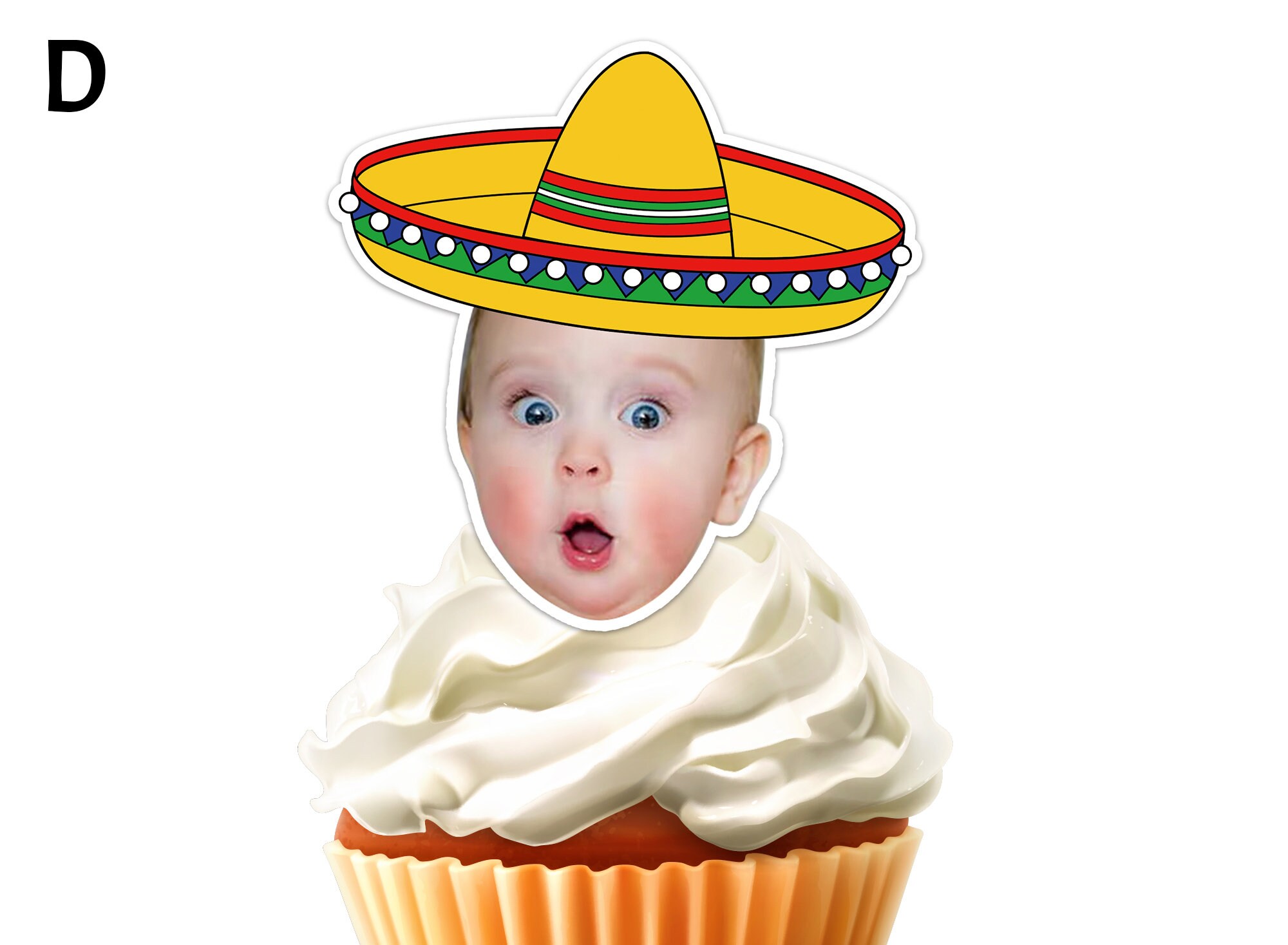 Handmade Mexican Sombrero Party Face Custom Photo Cupcake - Etsy