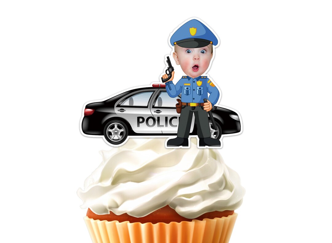 Printable POLICE Officer Face Custom Photo Cupcake Topper,personalised ...