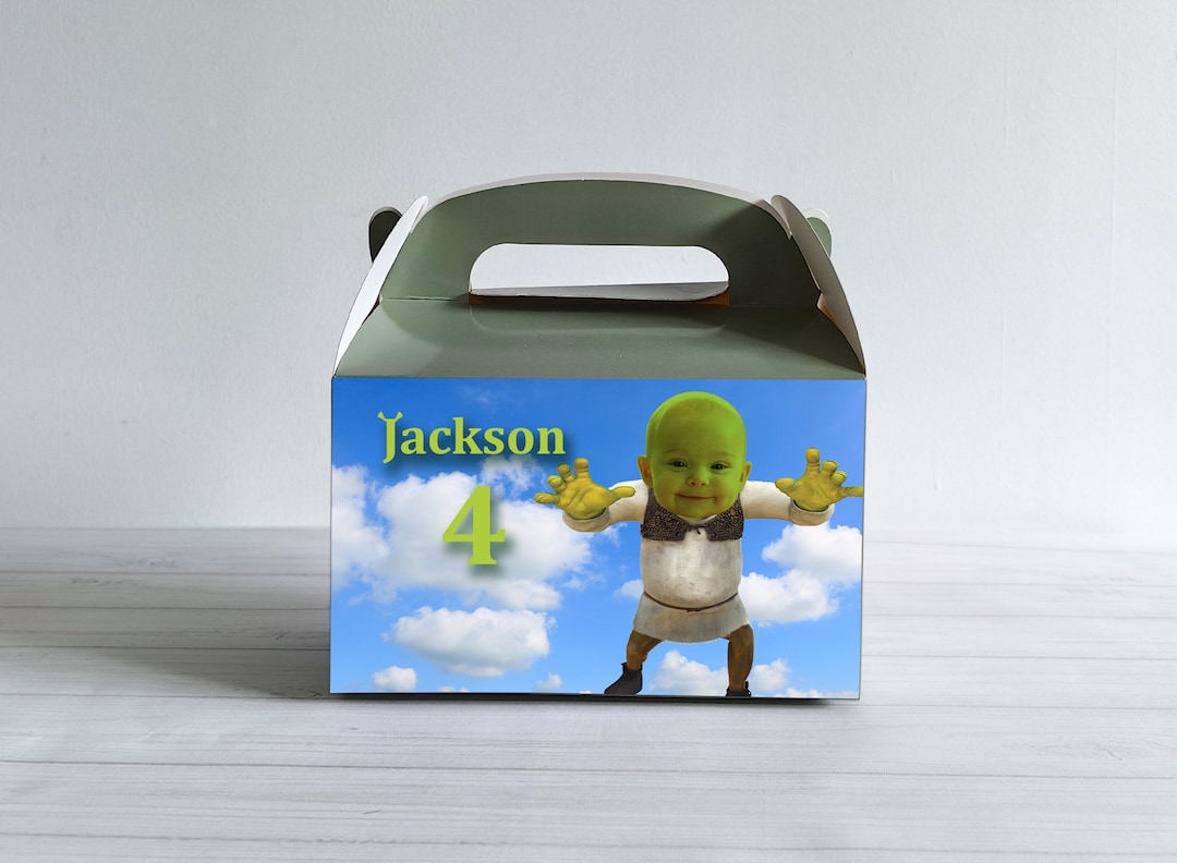 Personalised Shrek Face Gift Box Children’s Party Box Gift Bag Favour ...
