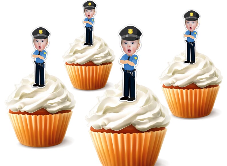 Printable Police Party Face Custom Photo Cupcake Topper,personalised ...