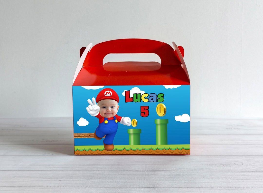 Personalised Mario Face Gift Box Children’s Party Box Gift Bag Favour ...