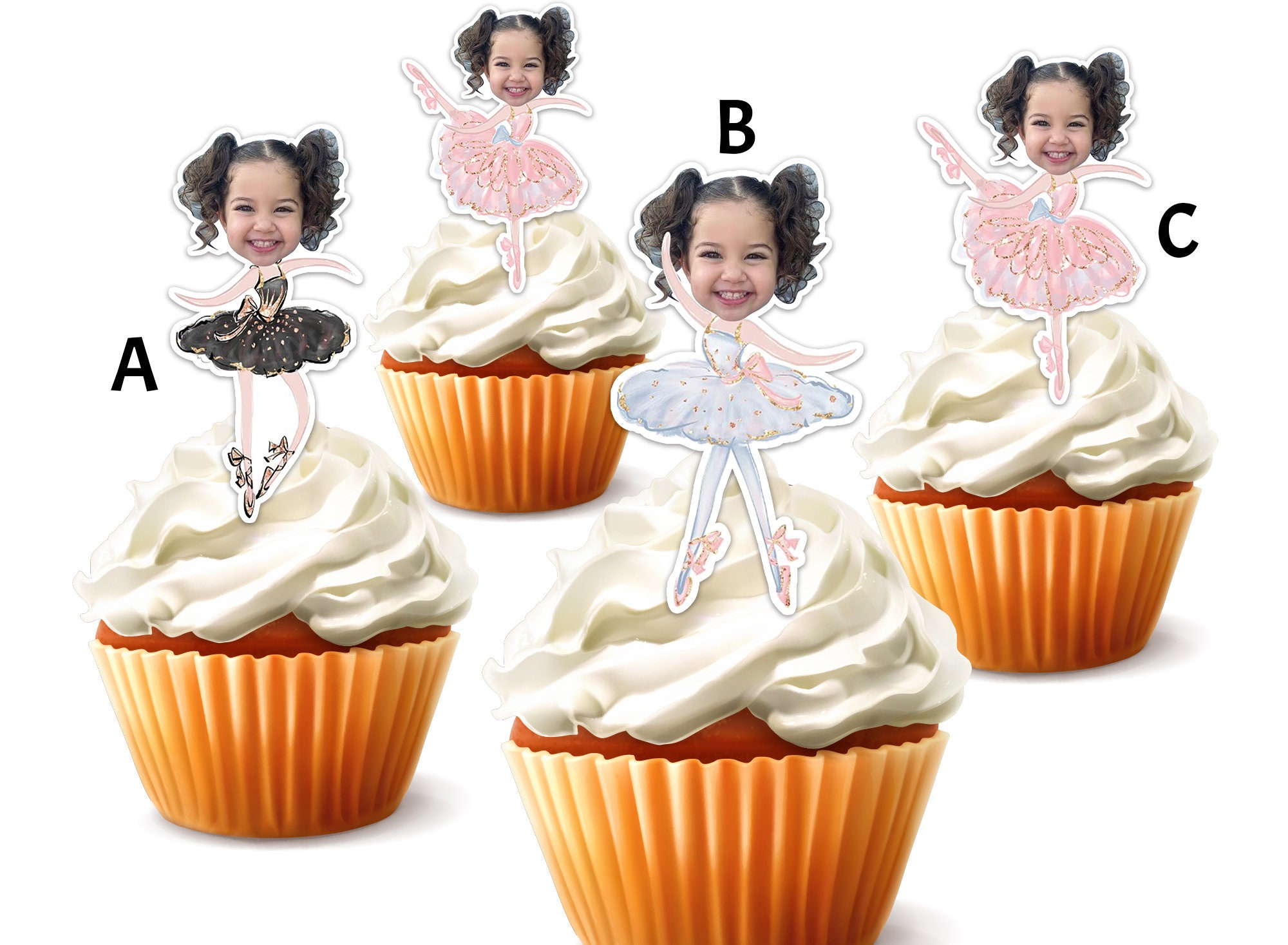 Printable Custom Photo Ballerina Cupcake Topper,personalised Face ...